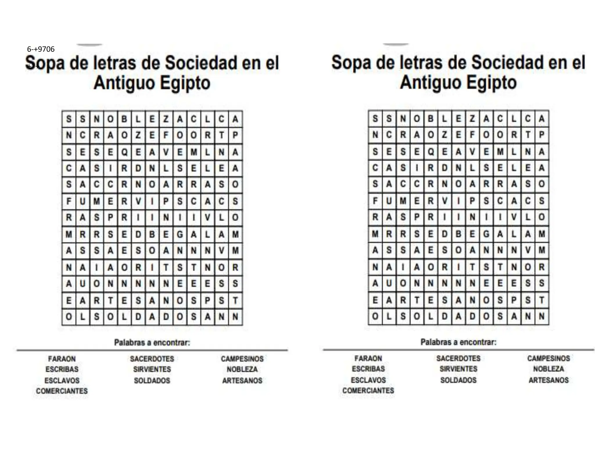 sopa de letra egipto | DOCX