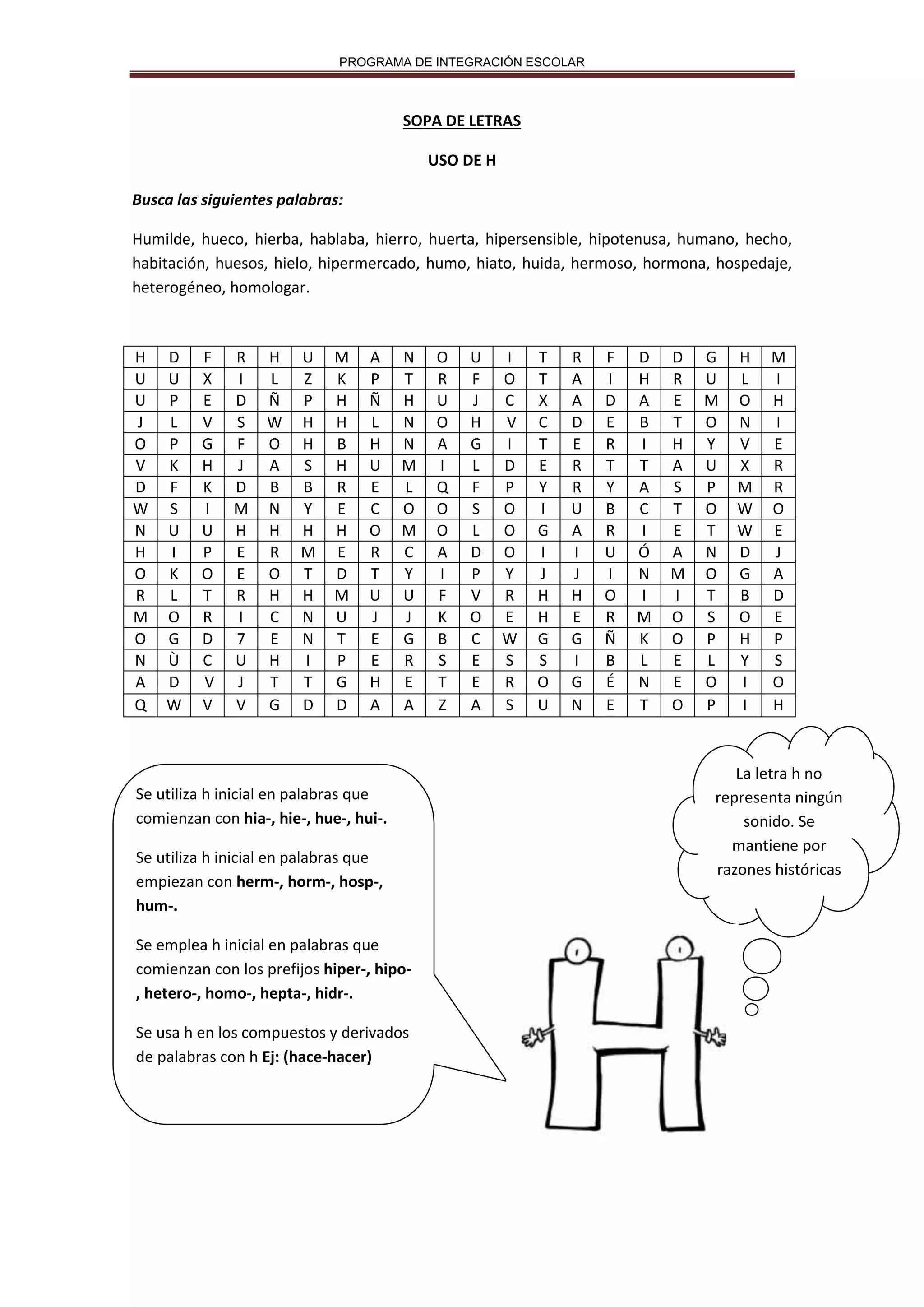 Sopa de letras | DOCX