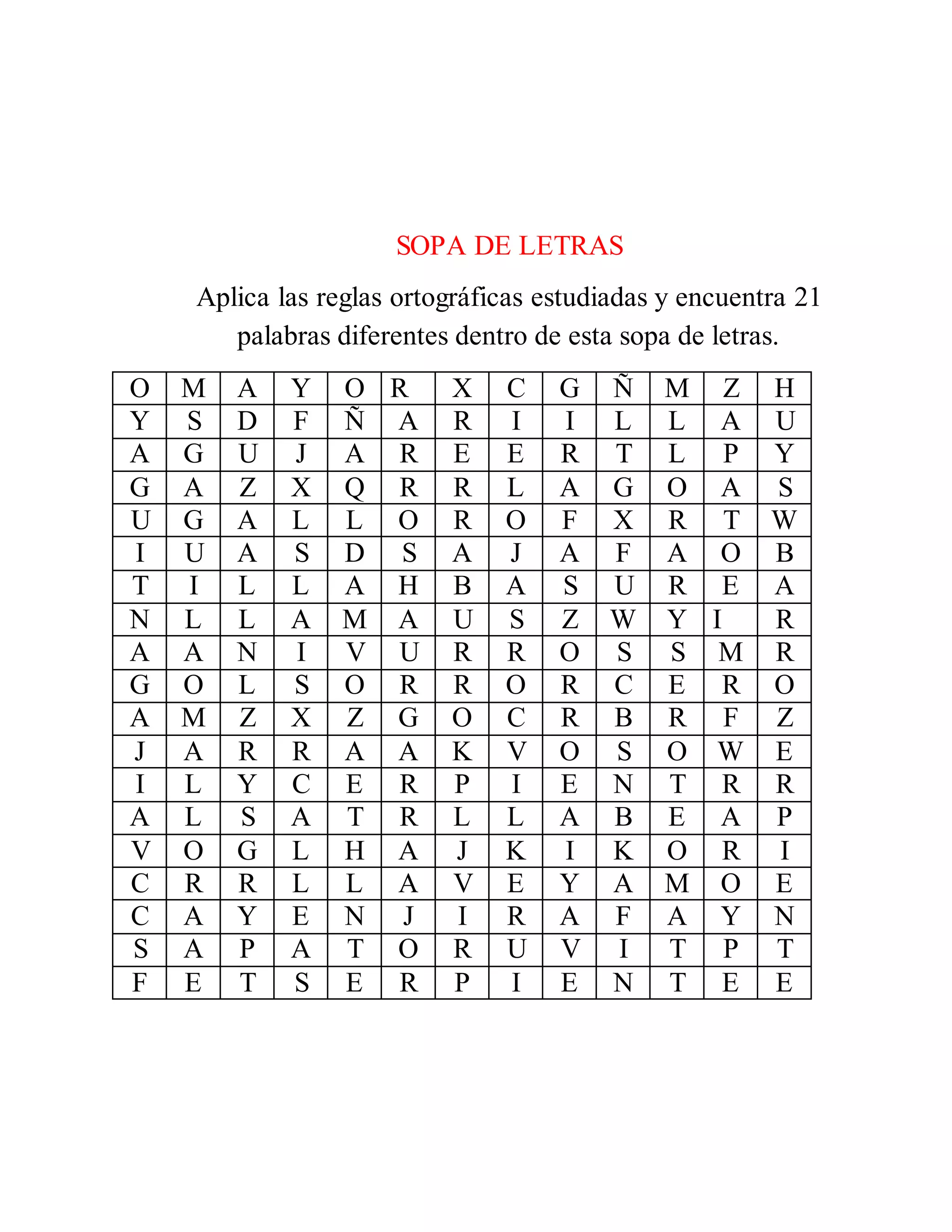 Sopa de letras | PDF