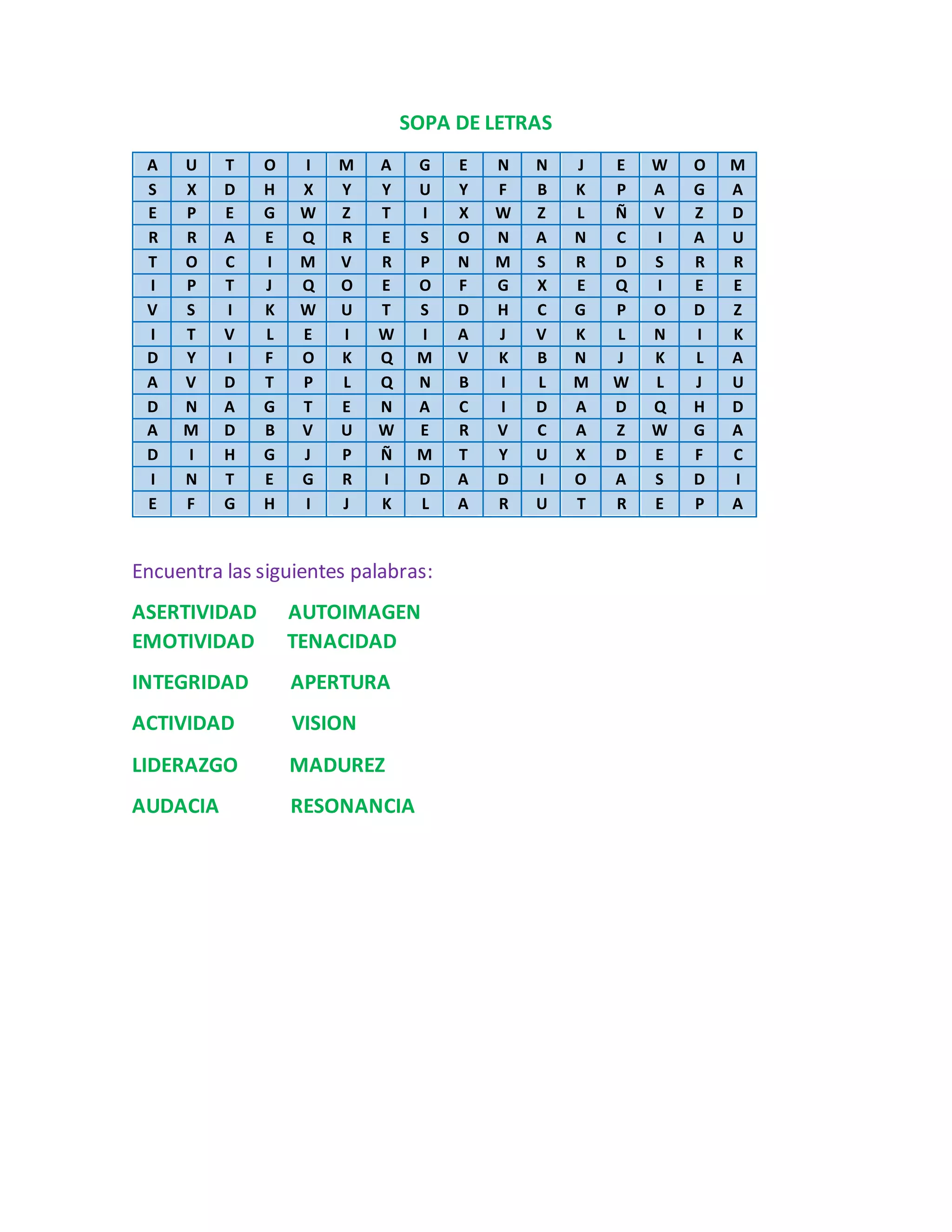 Sopa de letras | DOCX