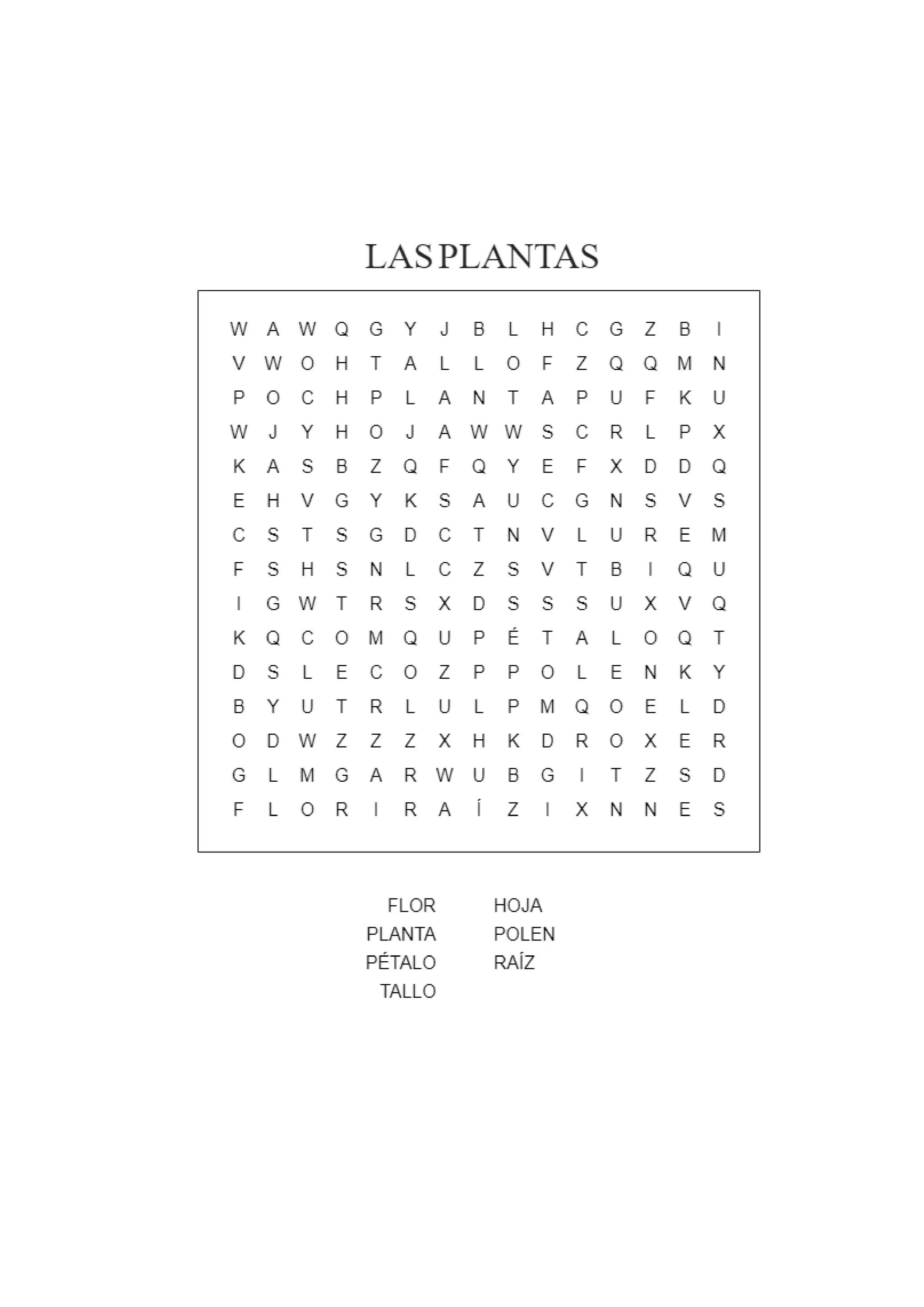 Sopa de letras las plantas | DOCX