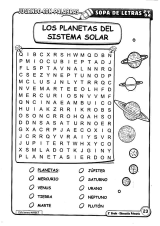 Sopa De Letras Del Sistema Solar