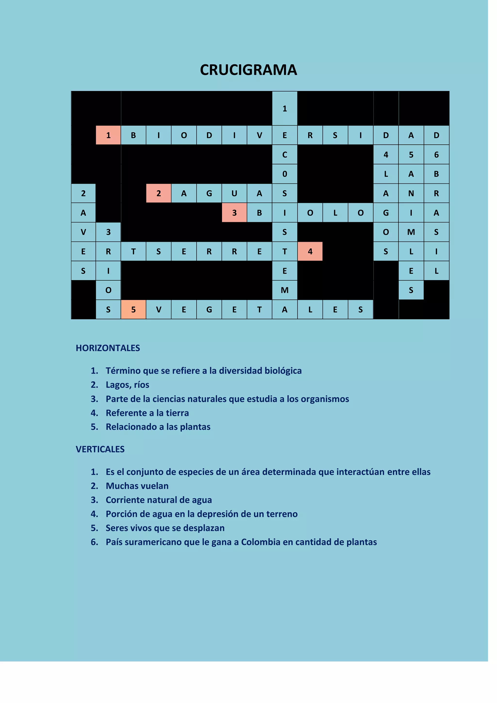 Sopa de letras biodiversidad | DOCX