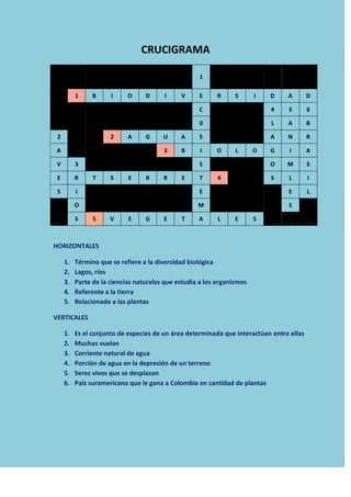 Sopa de letras biodiversidad | DOCX
