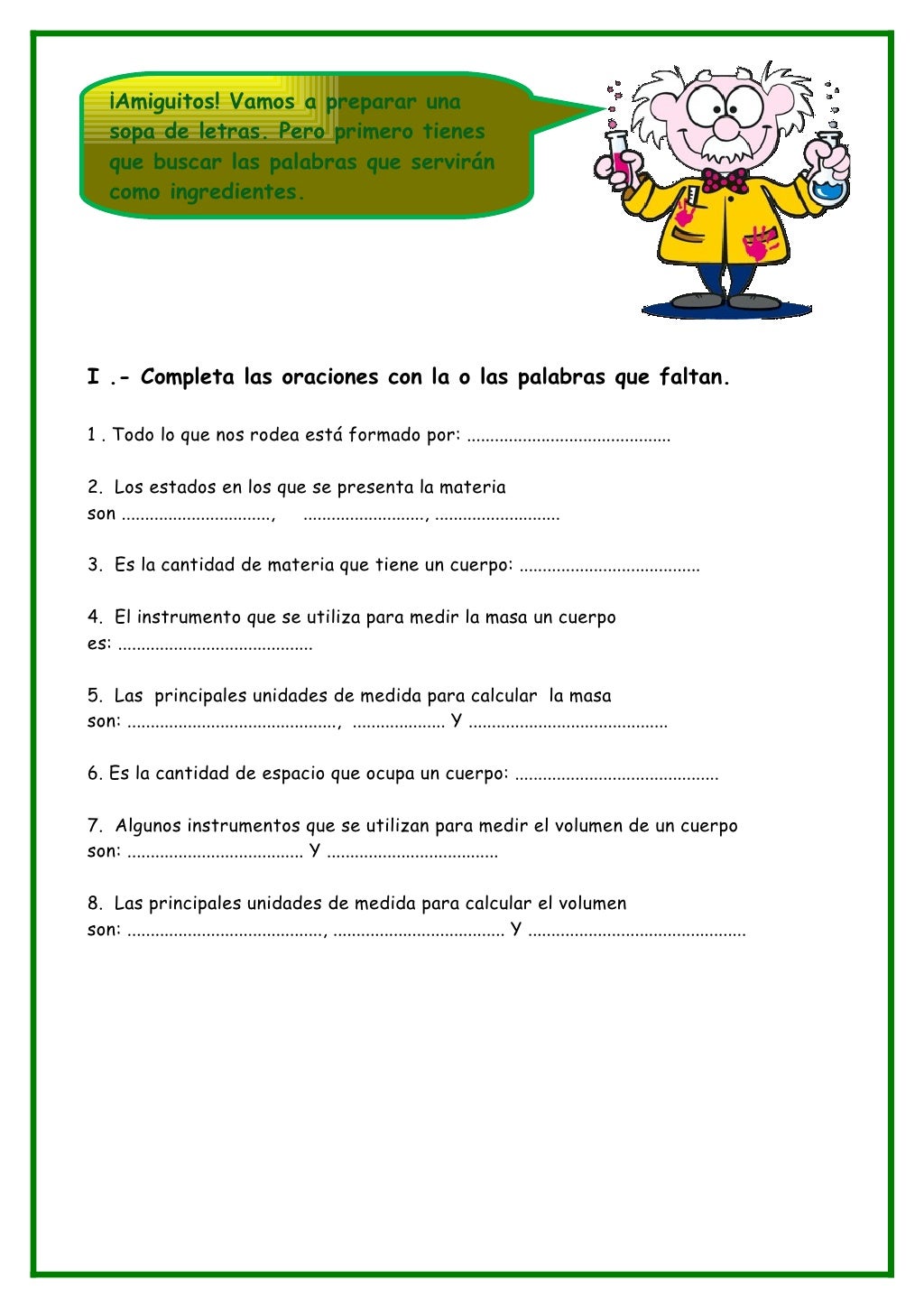 Sopa de letras estados de la materia