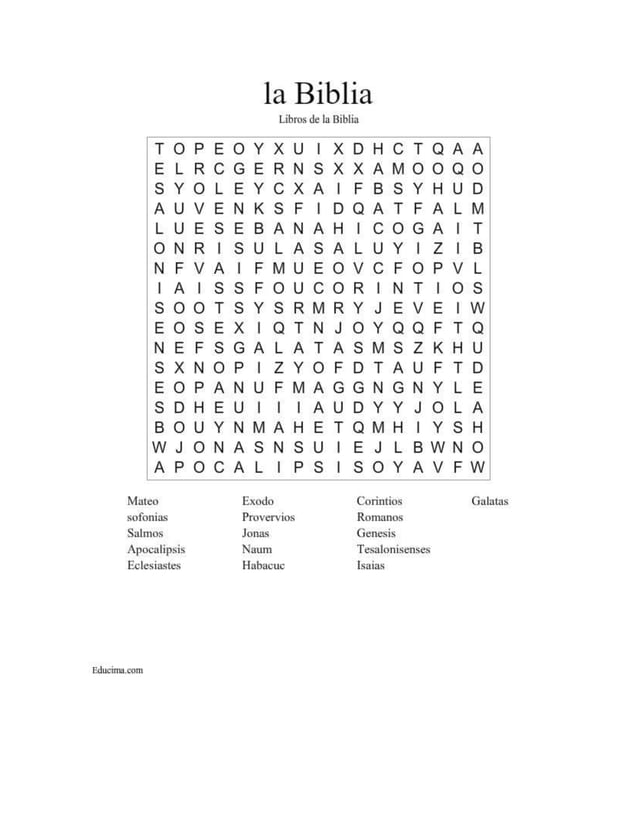 Sopa de letras la biblia | PDF