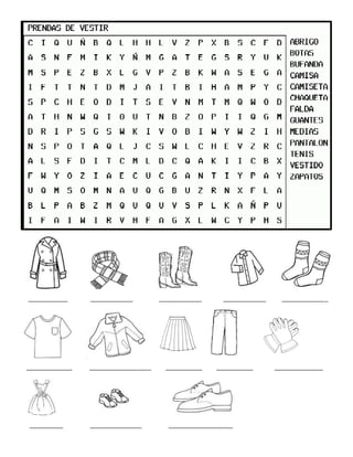 Sopa De Letras,ropa Worksheet Live Worksheets, 48% OFF
