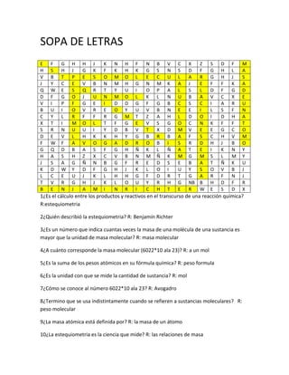 Sopa de letras quimica | DOCX