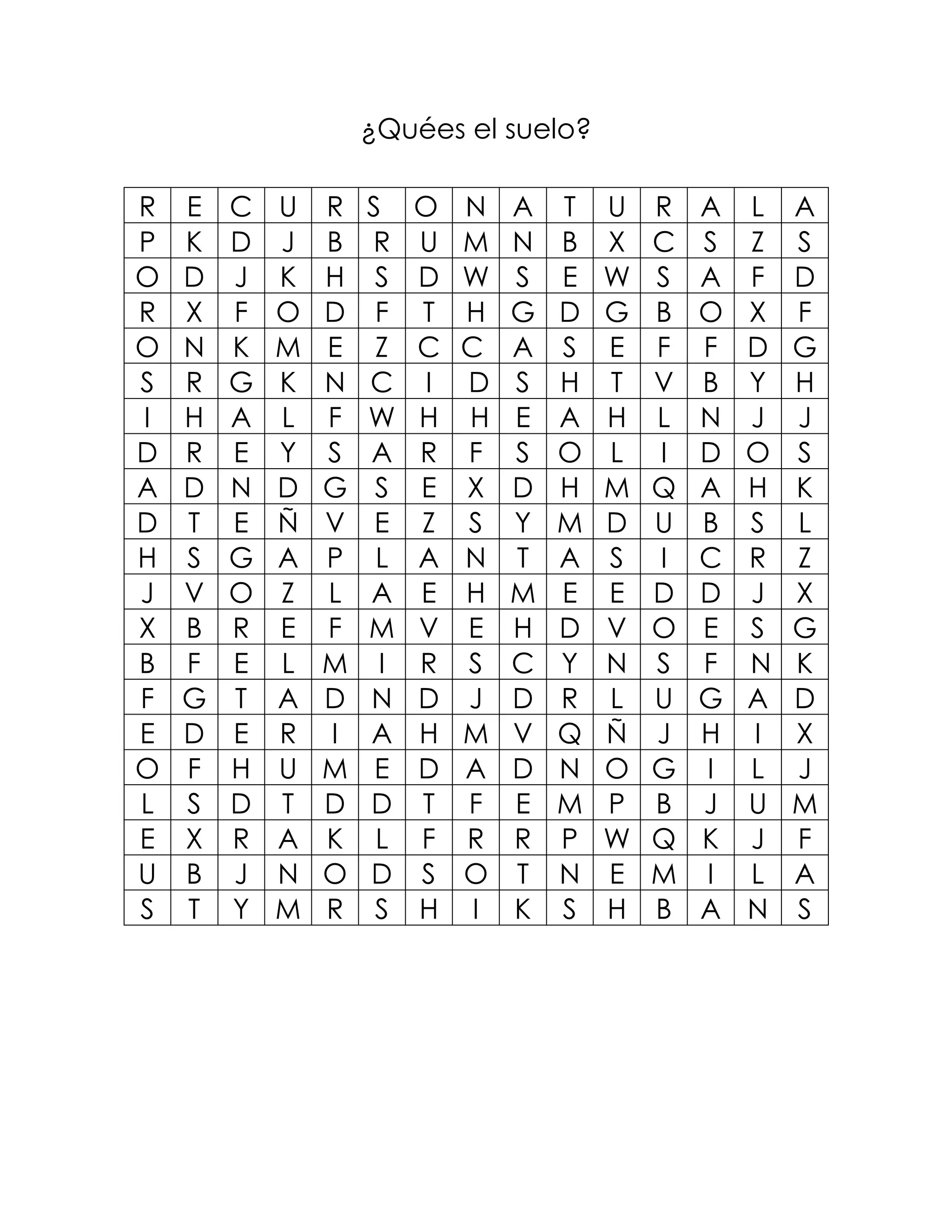 Sopa de letras suelo. | DOCX