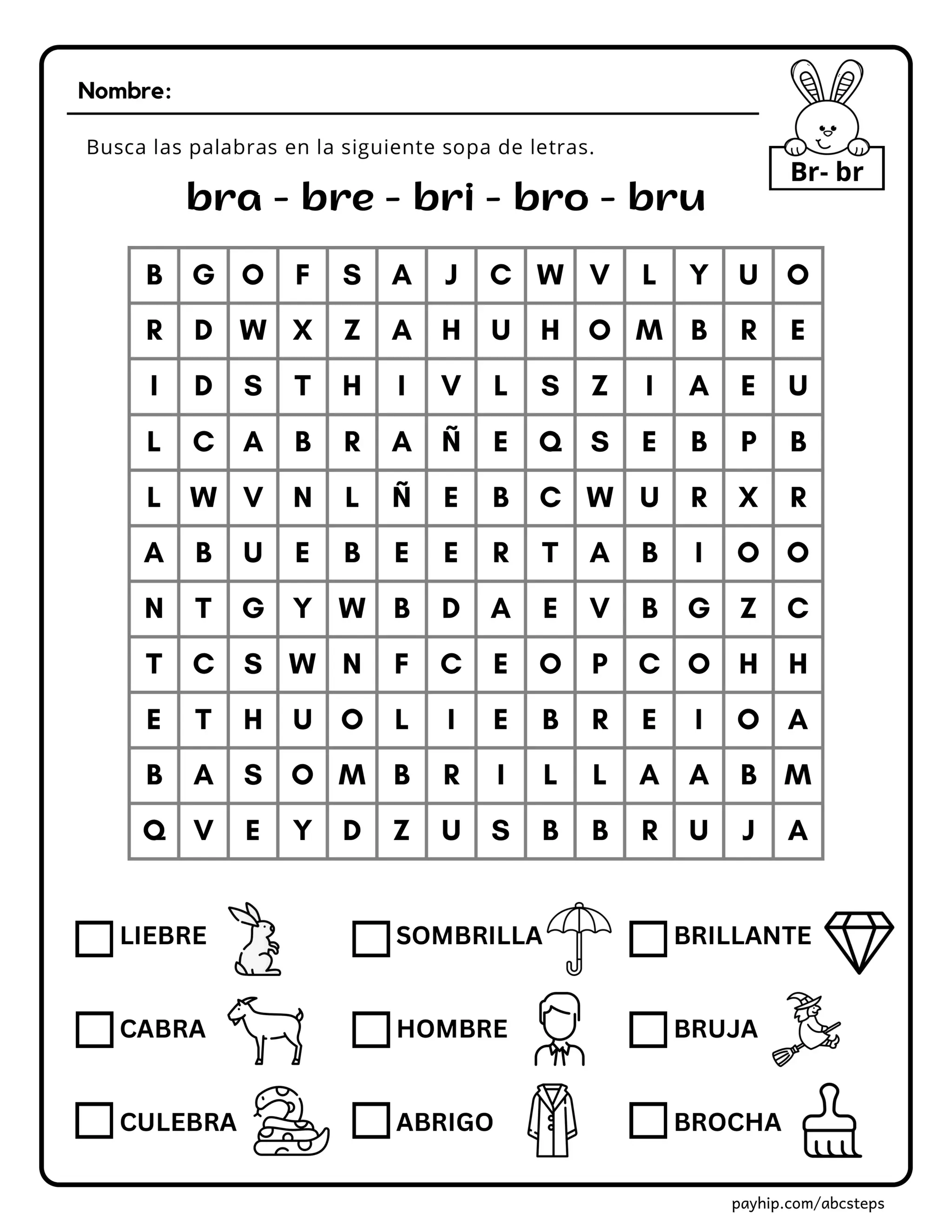 Sopa de letras sílabas trabadas formando sopa de letras | PDF