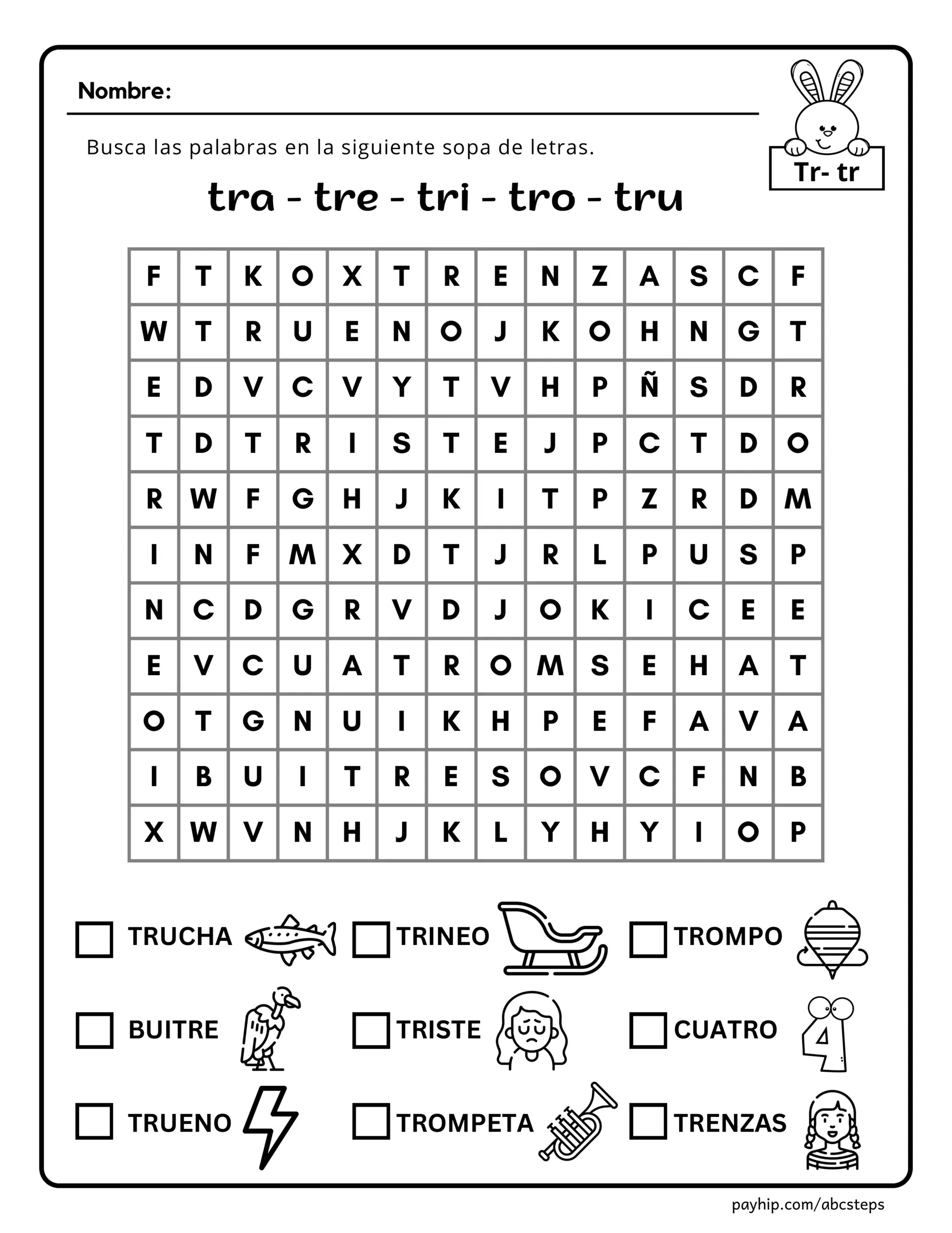 Sopa de letras sílabas trabadas formando sopa de letras | PDF