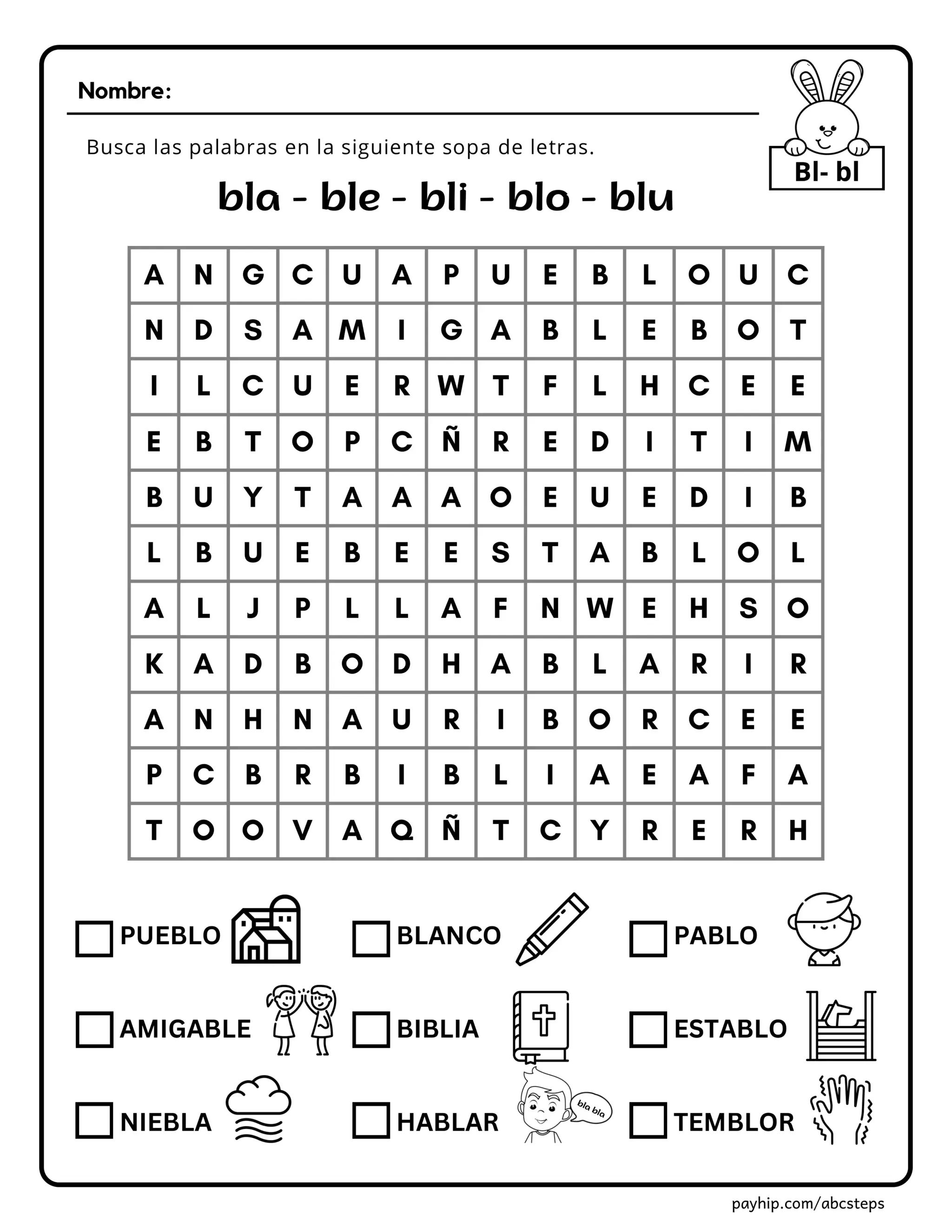 Sopa de letras sílabas trabadas formando sopa de letras | PDF