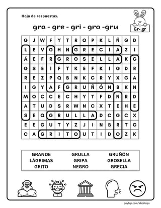 Sopa de letras sílabas trabadas formando sopa de letras | PDF
