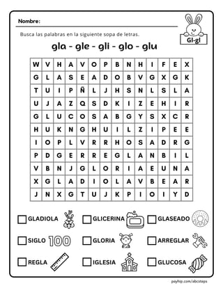 Sopa de letras sílabas trabadas formando sopa de letras | PDF