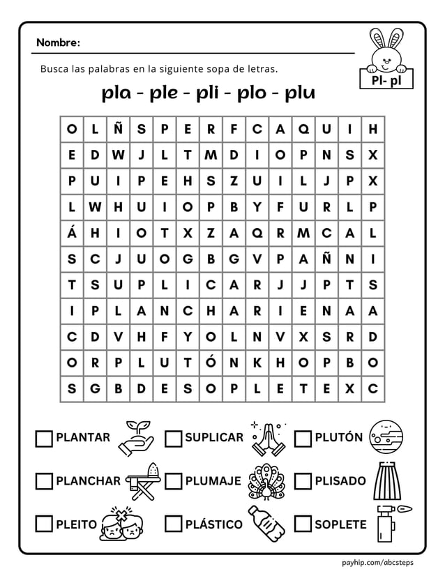Sopa de letras sílabas trabadas formando sopa de letras | PDF