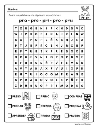Sopa de letras sílabas trabadas formando sopa de letras | PDF