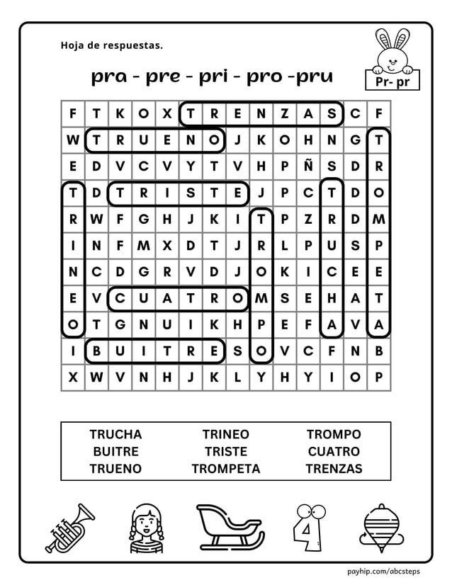 Sopa de letras sílabas trabadas formando sopa de letras | PDF