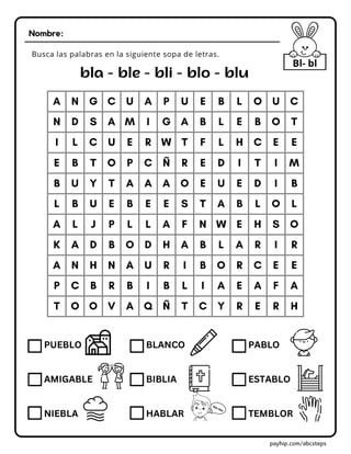 Sopa de letras sílabas trabadas formando sopa de letras | PDF
