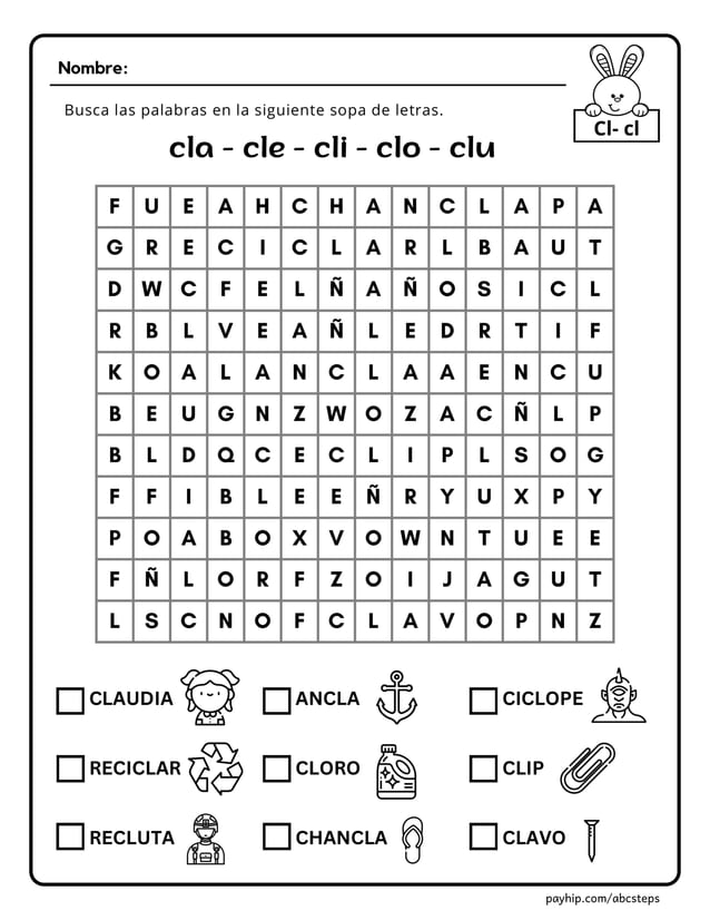 Sopa de letras sílabas trabadas formando sopa de letras | PDF