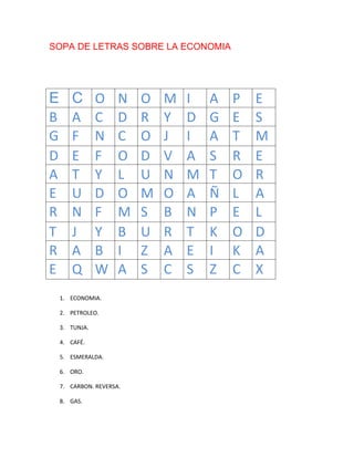 Sopa de letras sobre la economia | DOC