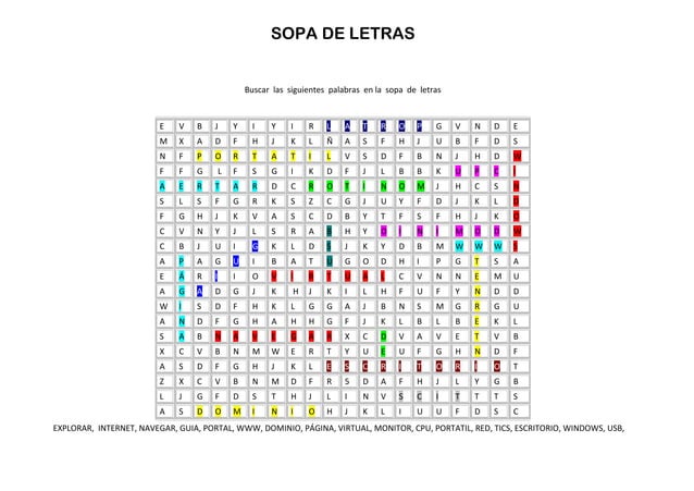 Sopa de letras tecnologia | PPT