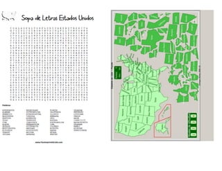 Sopa de letras y mapa de EE.UU