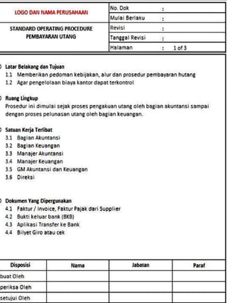 Standard Operating Procedur (SOP) Akuntansi Keuangan | PPSX