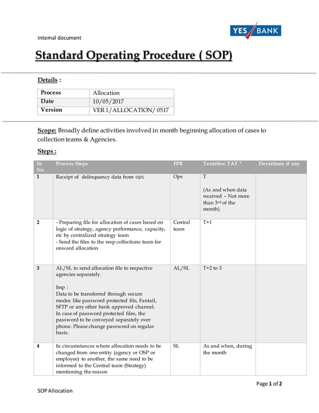 SOP Allocation | DOCX | Technology & Computing