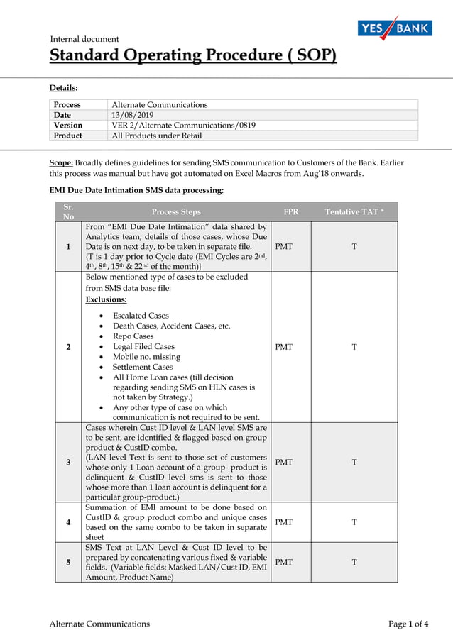 Sop alternate communications version 2 | PDF | Business | Business and Finance