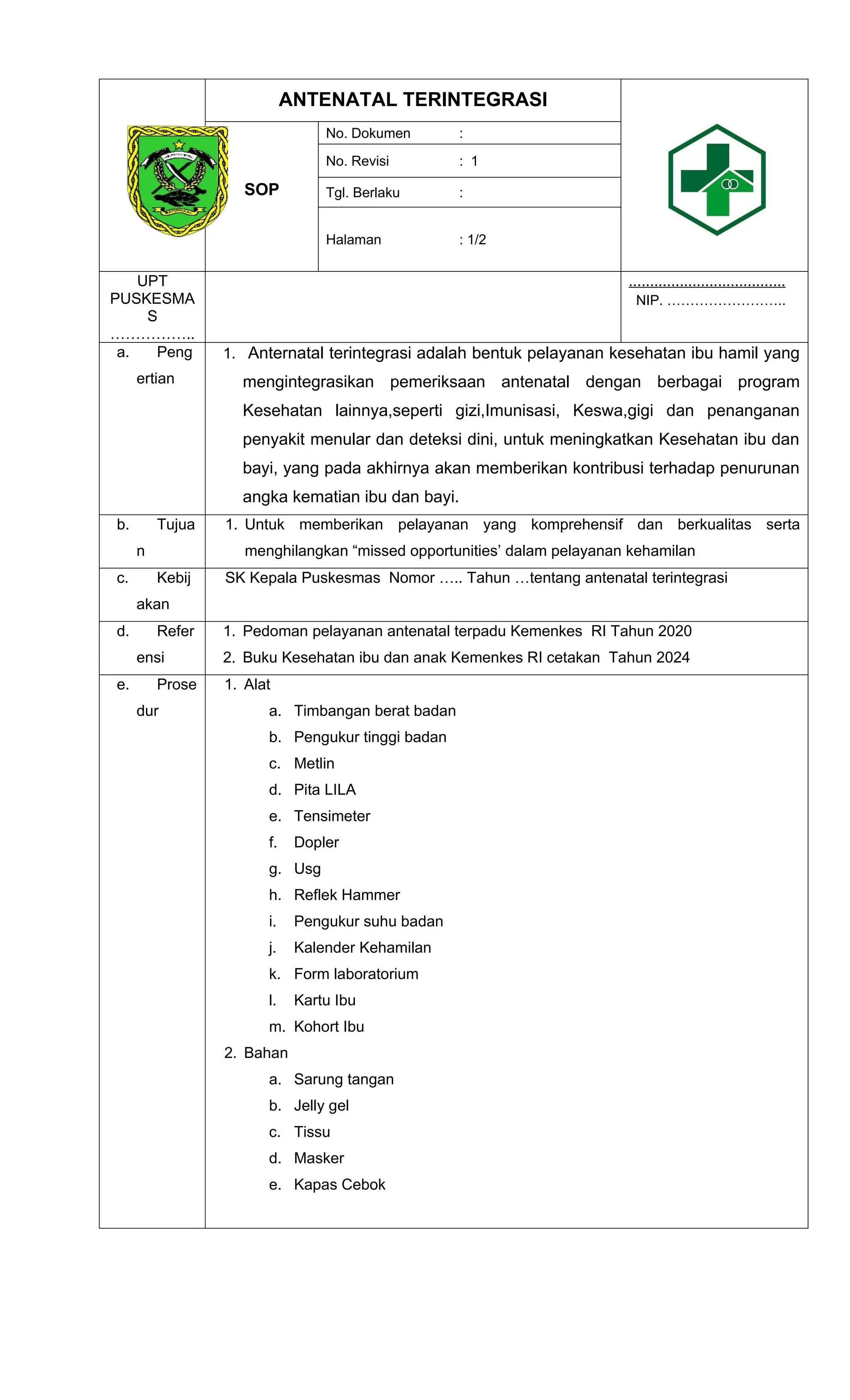 SOP ANC (Antenatal Care) terintegrasi Revisi .doc