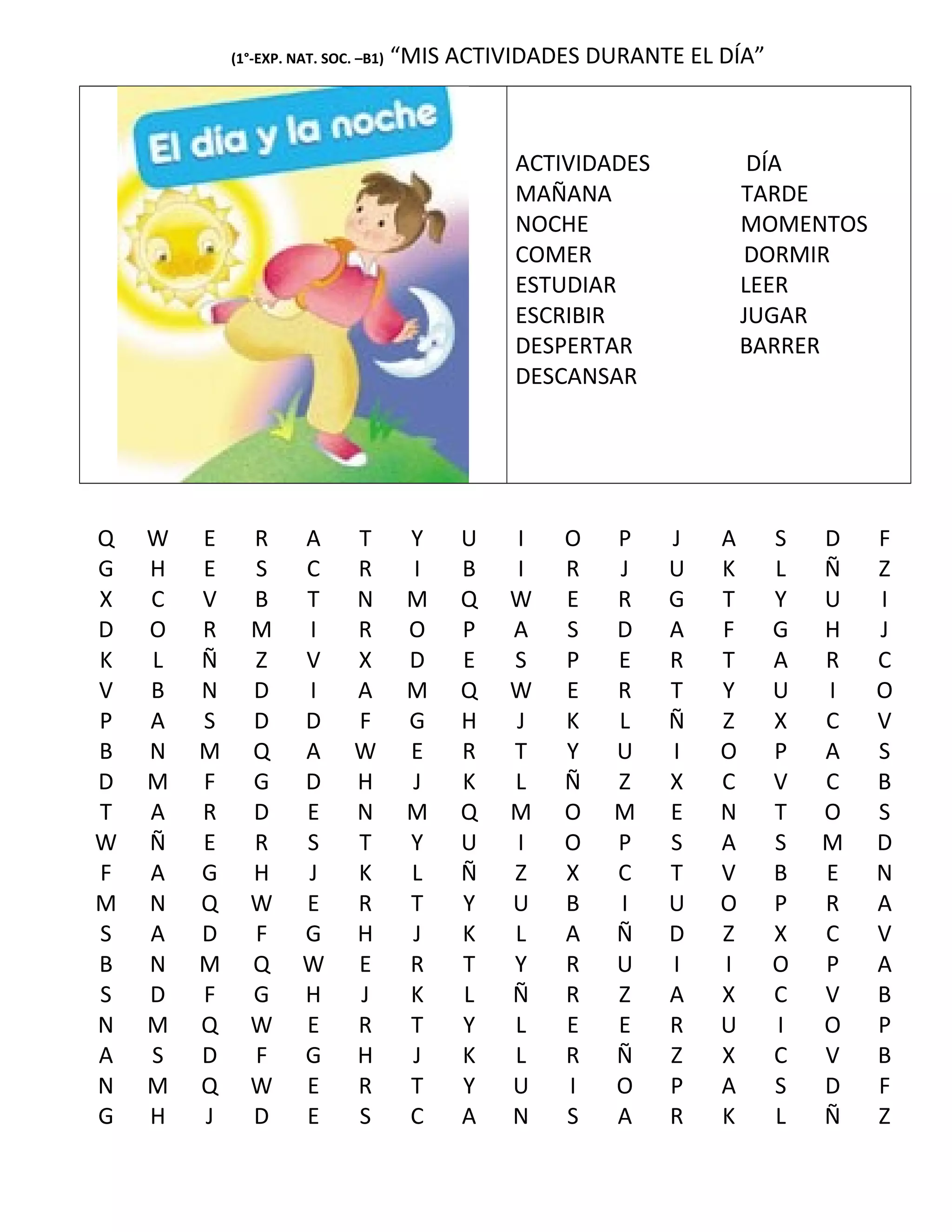 Sopas de letras para primero | DOC