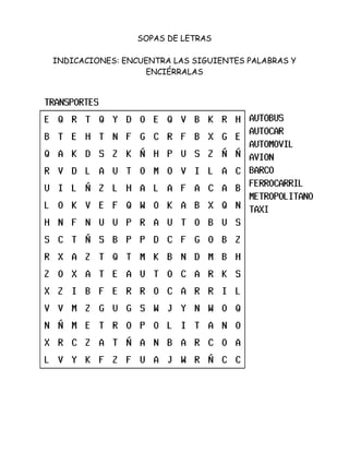 Sopas de letras para primer grado | PDF