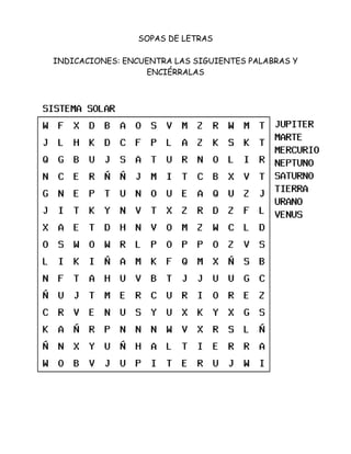 Sopas de letras para primer grado | PDF