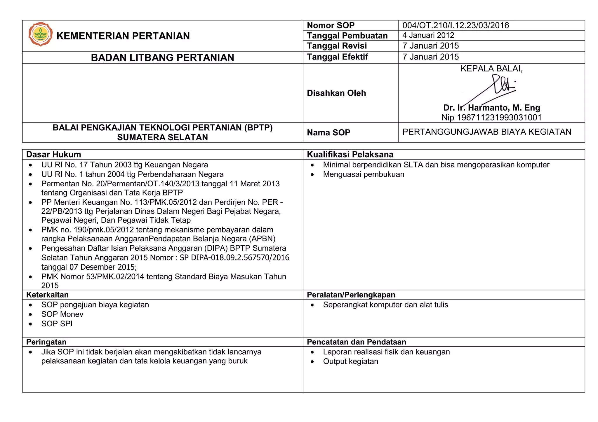 Sop bagian tata usaha | PDF
