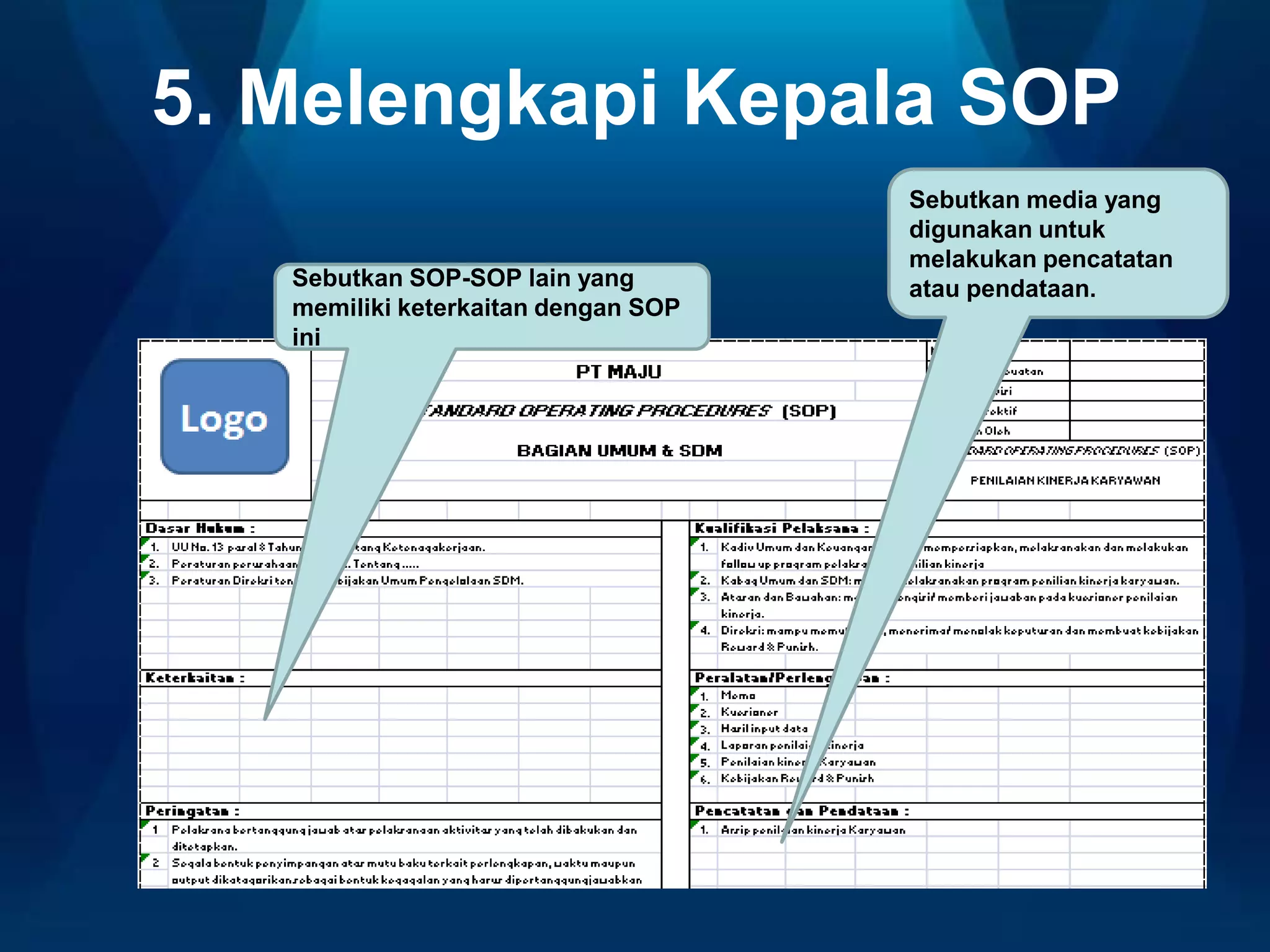 Menyusun Standard Operating Procedure (SOP) Sesuai KPI (SOP Base on KPI ...