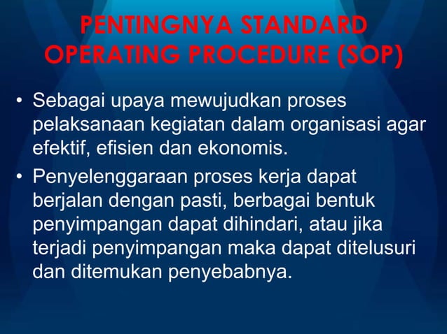Menyusun Standard Operating Procedure (SOP) Sesuai KPI (SOP Base on KPI ...