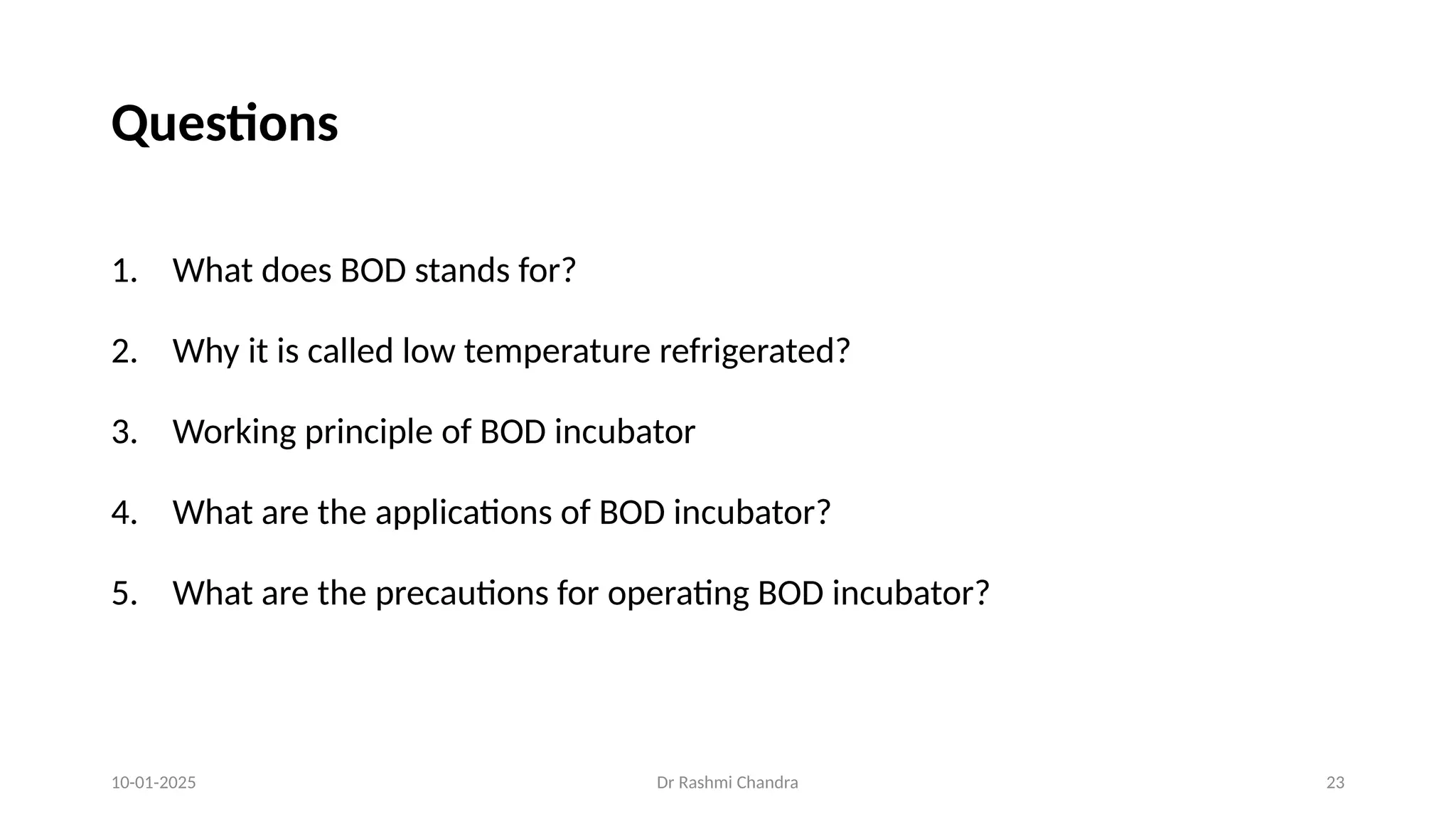 BOD Incubator (Standard operating procedure) | PPTX