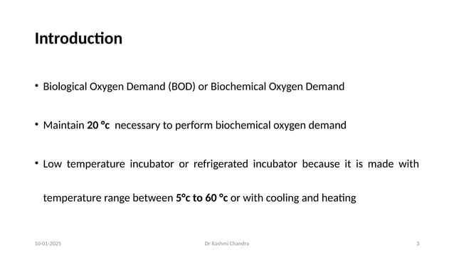 BOD Incubator (Standard operating procedure) | PPTX