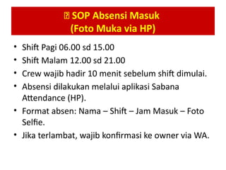 SOP Crew Sabana dddddddddddddddddddddddd | PPTX