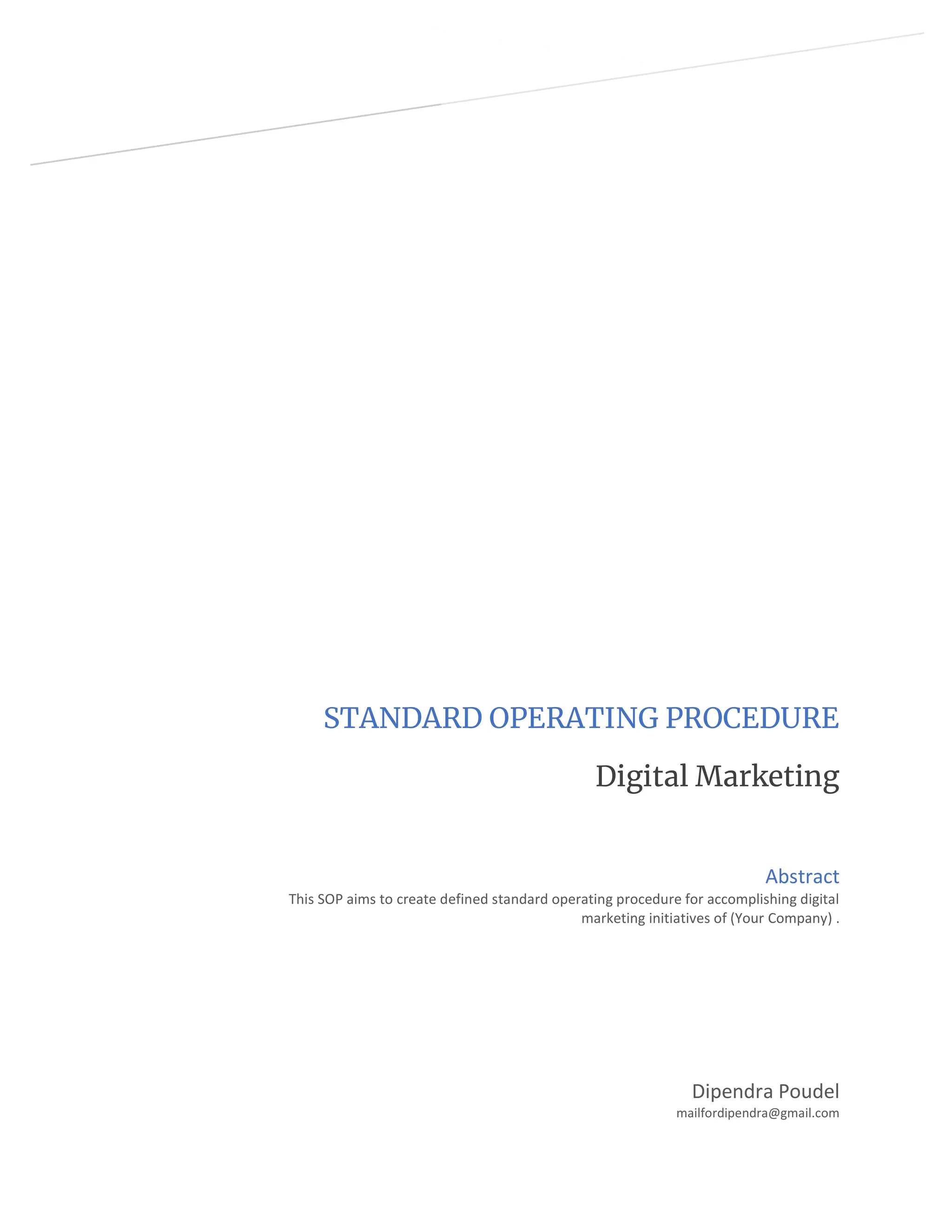 Standard Operating Procedure for Digital Marketing | PDF