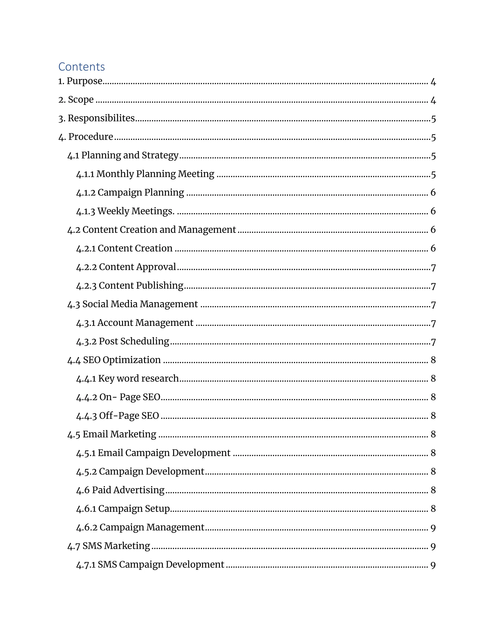 Standard Operating Procedure for Digital Marketing | PDF