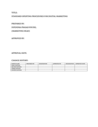 Standard Operating Procedure for Digital Marketing | PDF