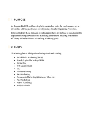 Standard Operating Procedure for Digital Marketing | PDF