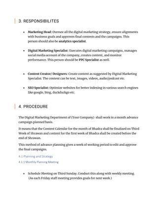Standard Operating Procedure for Digital Marketing | PDF