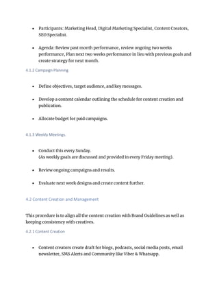 Standard Operating Procedure for Digital Marketing | PDF