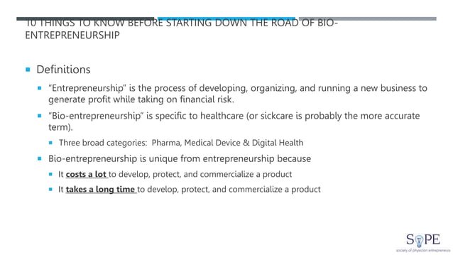 Ten things to know about bioentrepreneurship | PPTX