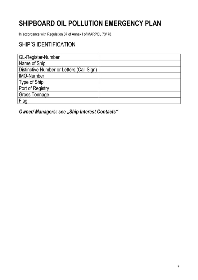 Sopep sample plan | PDF