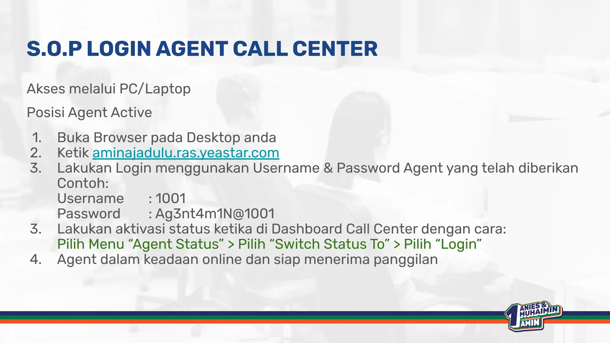 SOP & FLOW AGENT CALL CENTER TIMNAS AMIN | PPT