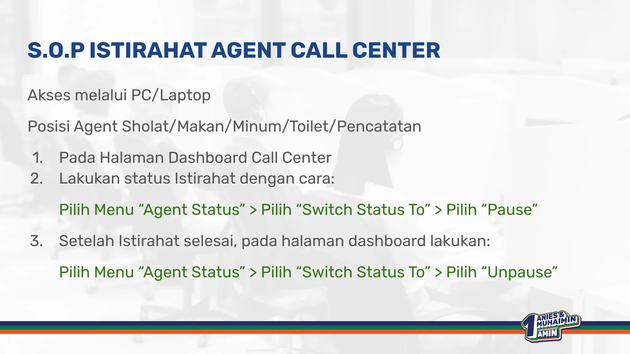 SOP & FLOW AGENT CALL CENTER TIMNAS AMIN | PPT