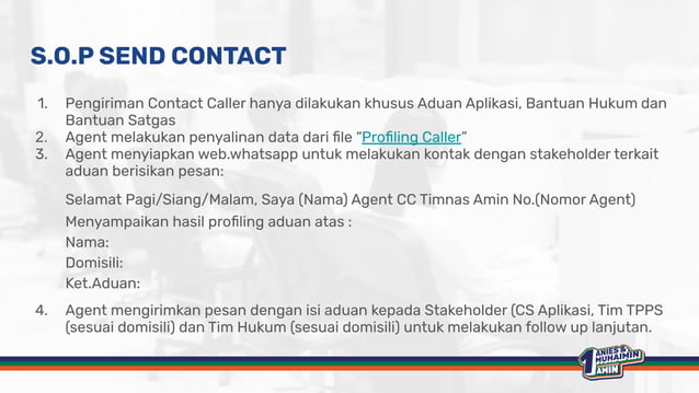 SOP & FLOW AGENT CALL CENTER TIMNAS AMIN | PPT